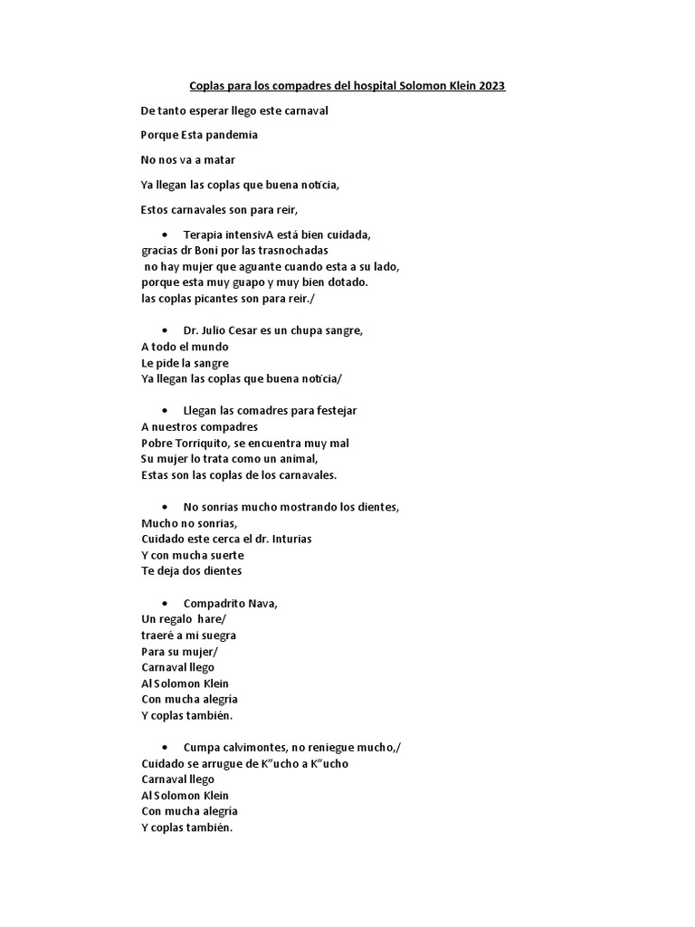 Coplas para Los Compadres | PDF