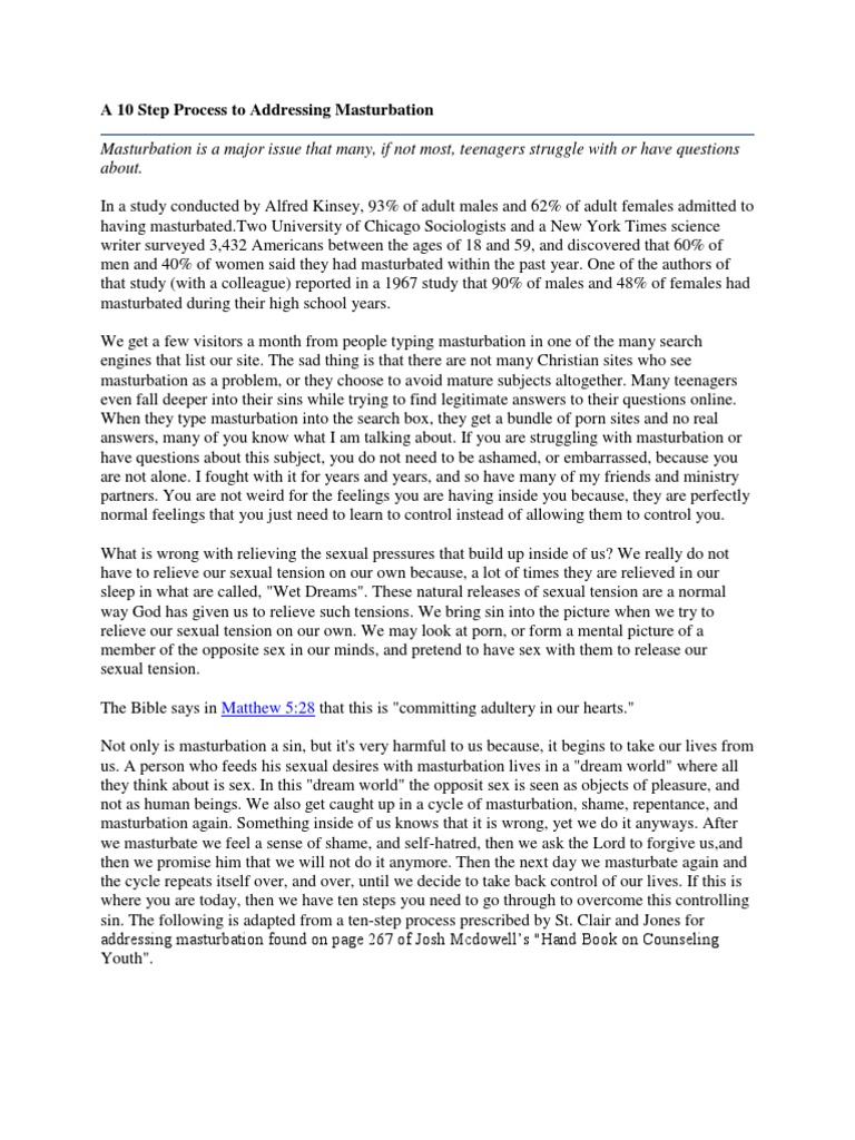 A 10 Step Process To Addressing Masturbation | PDF | Masturbation ...