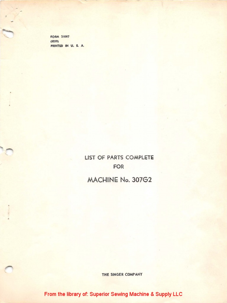 Singer 307G2-1 PDF | PDF