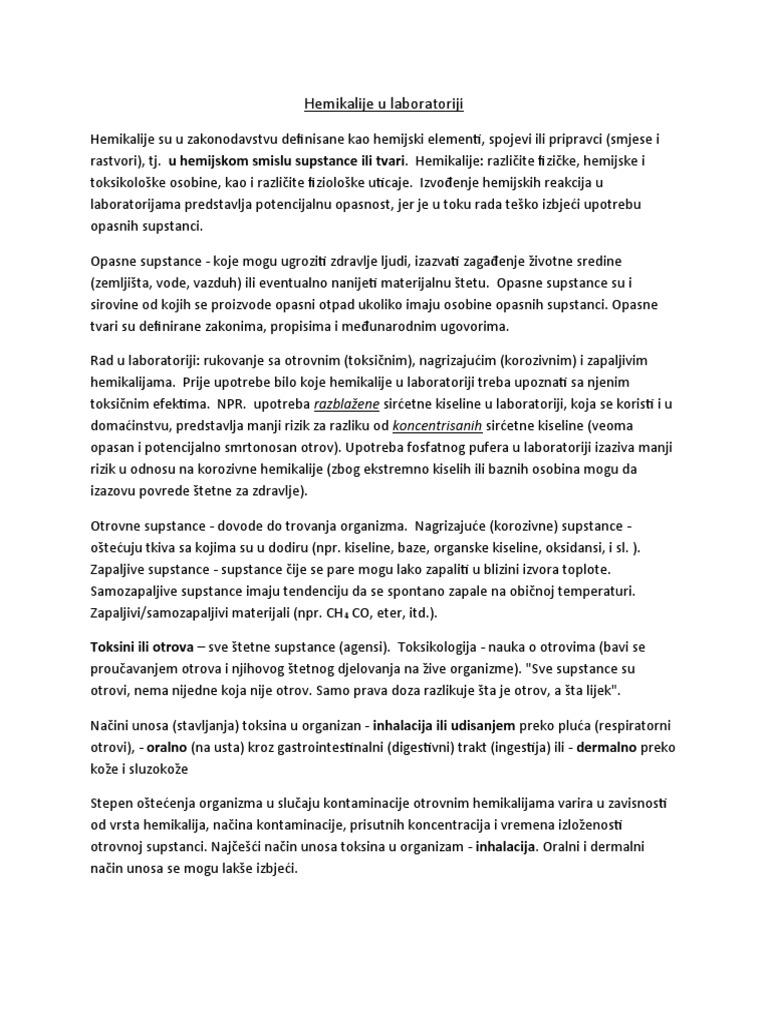 Hemikalije U Laboratoriji: Toksini Ili Otrova - Sve Štetne Supstance ...