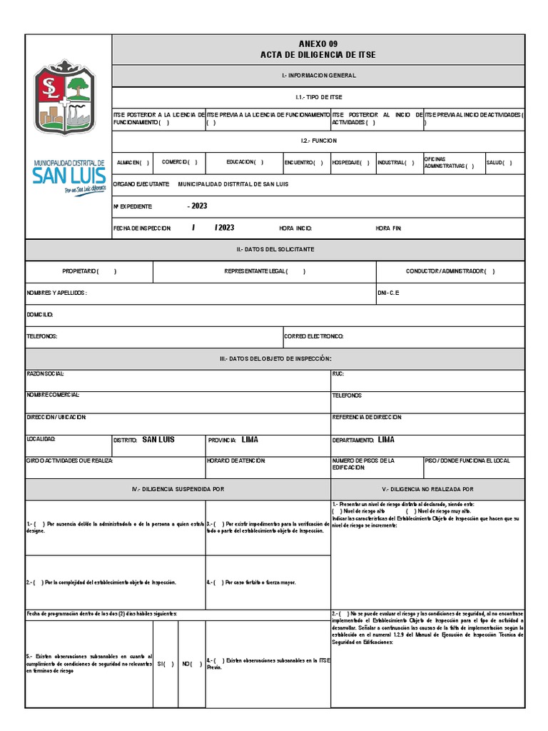 Anexo 9 - Acta de Diligencia de ITSE Logo | PDF