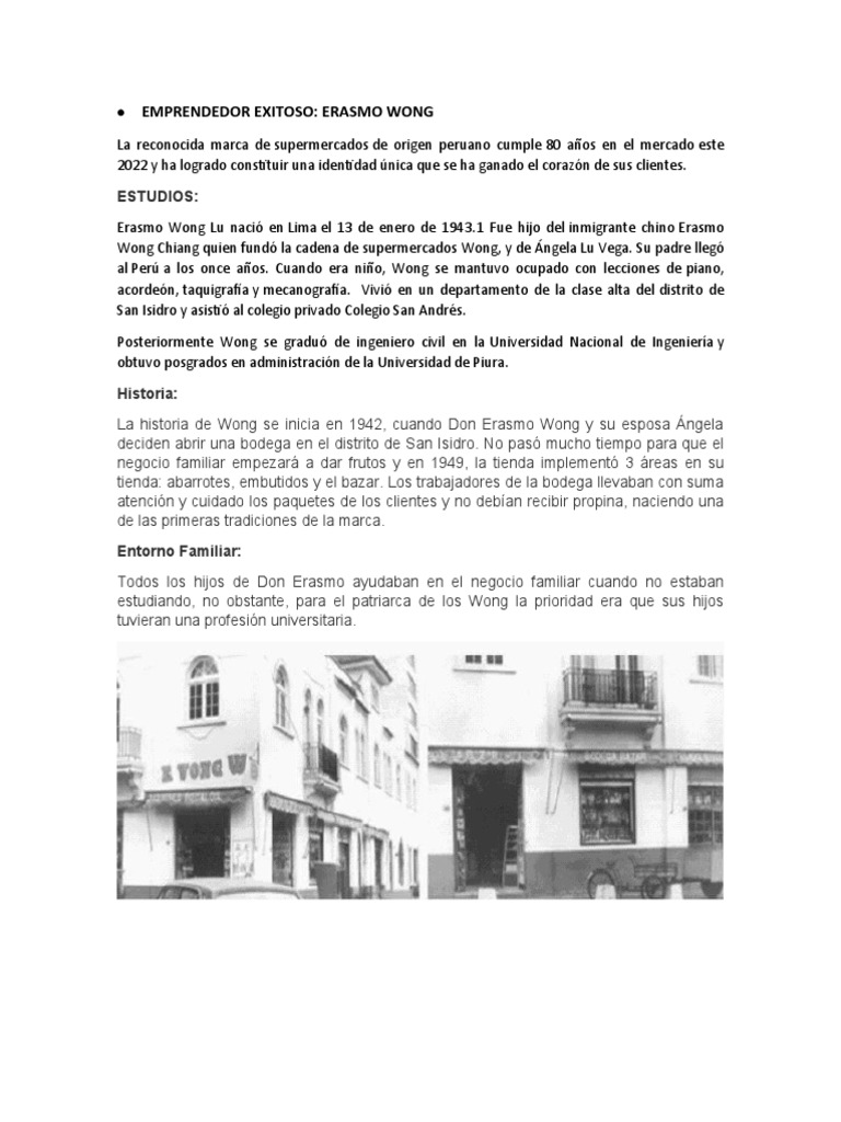 Biografía de Erasmo Wong, empresario peruano | PDF | Estilo de vida
