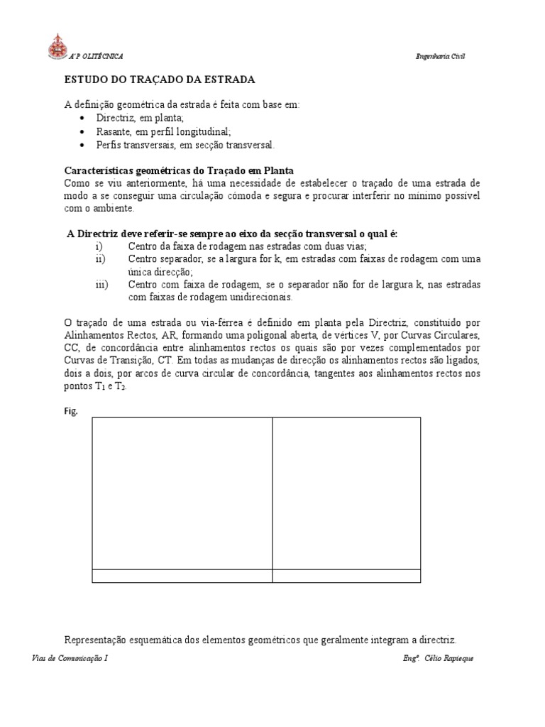 .04. Estudo Do Tracado Da Estrada - Ditado | PDF | Tráfego | Vértice (Geometria)
