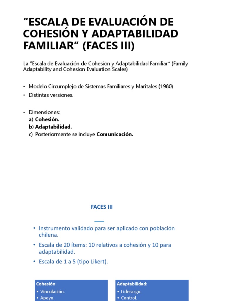 FACES III: Evaluación Familiar Cohesión y Adaptabilidad | PDF
