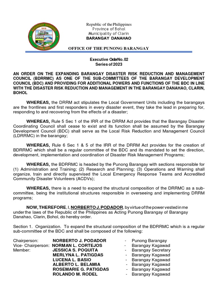 3brgy-Eo-No.02-2023 BDRRMC-KC - 010159 PDF | PDF