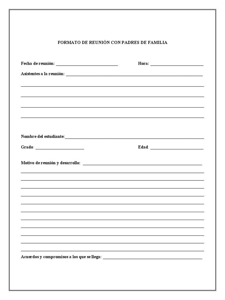 Formato Reunion Padres de Familia | PDF
