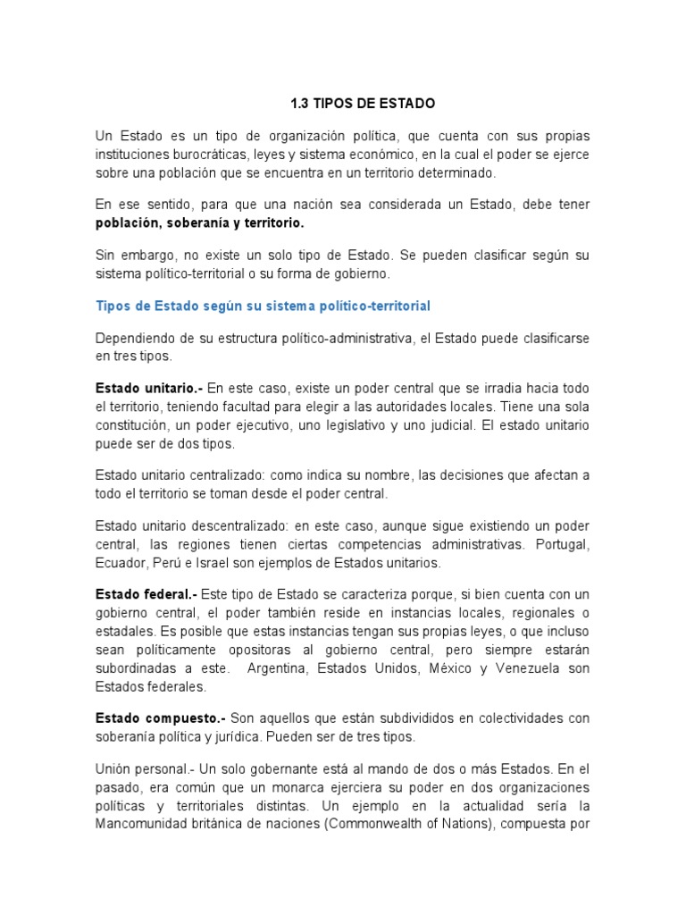 Tipos de Estado | PDF