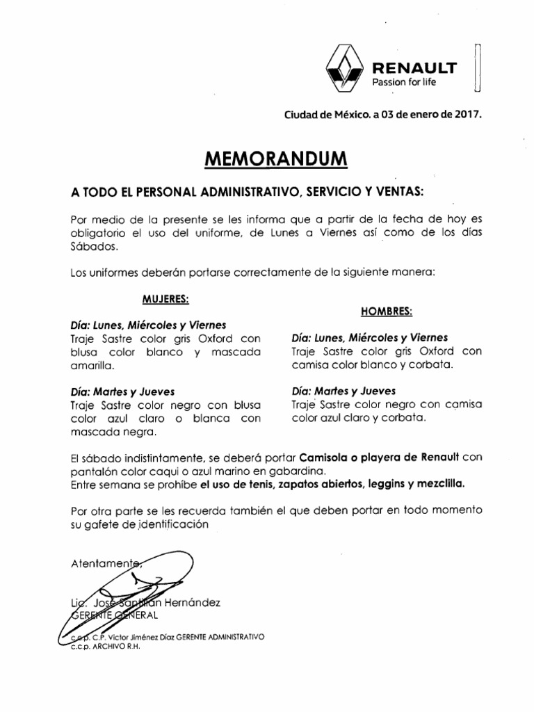 MEMO Código de Vestimenta PDF | PDF MEMO Código de Vestimenta PDF | PDF