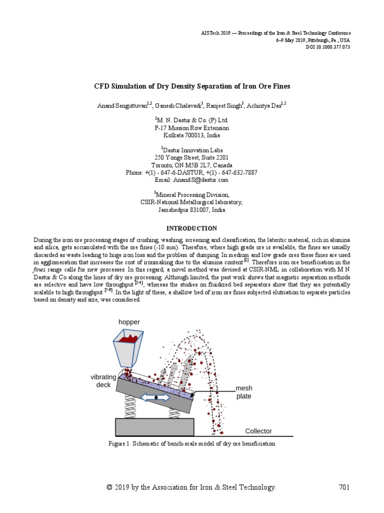 CFD Simulation of Dry Density Separation of Iron Ore Fines | PDF ...