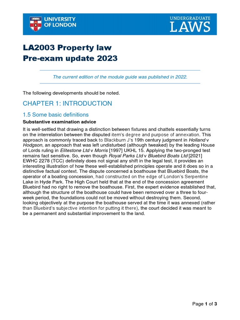 Property Law - Peu23 PDF | PDF | Adverse Possession | Natural Resources Law