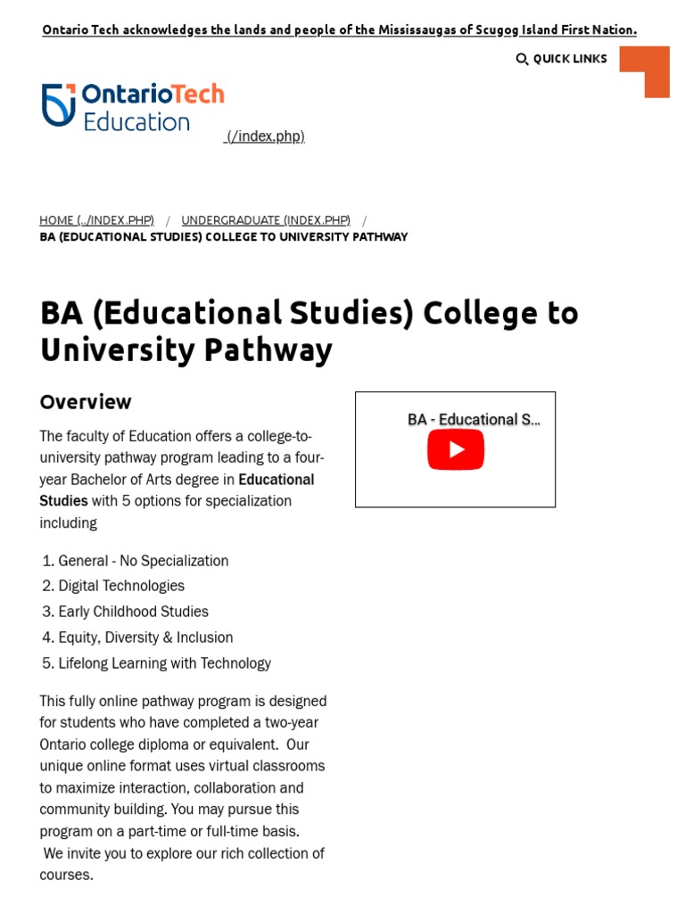 BA (Educational Studies) - OntaroTech PDF | PDF