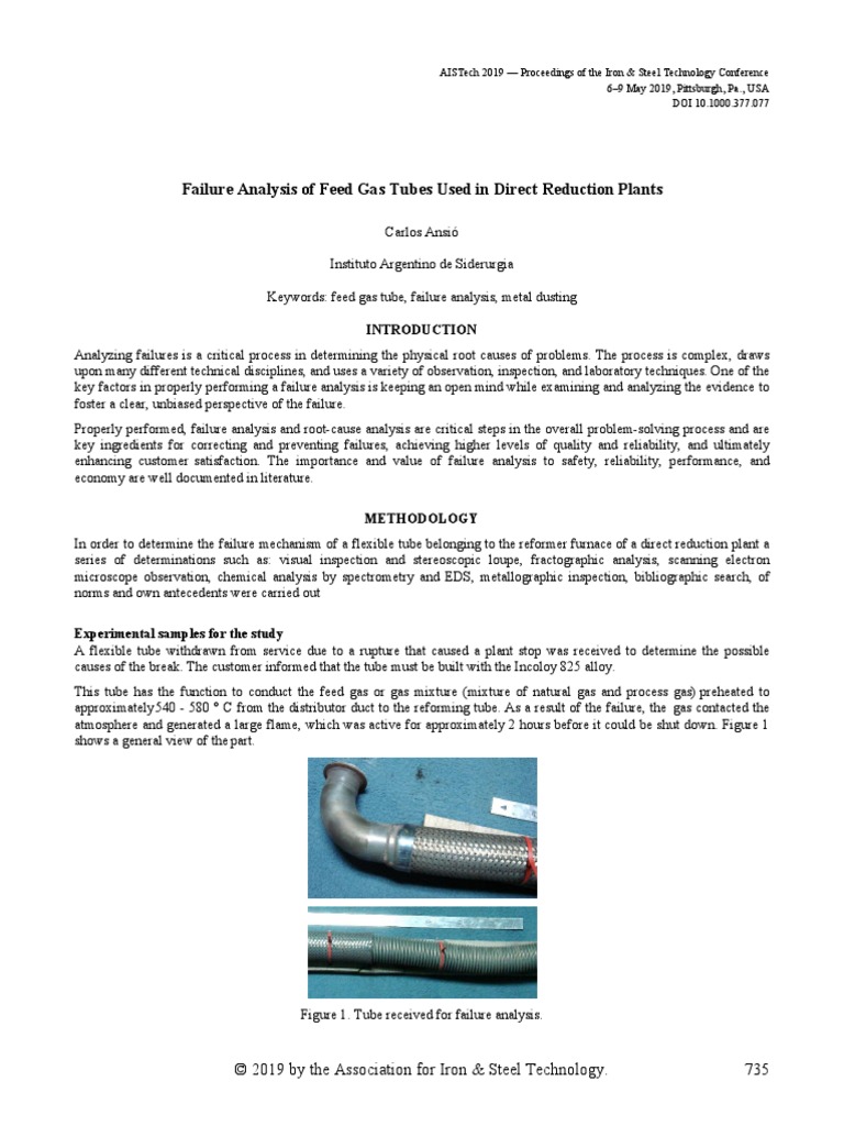 Failure Analysis of Feed Gas Tubes Used in Direct Reduction Plants ...