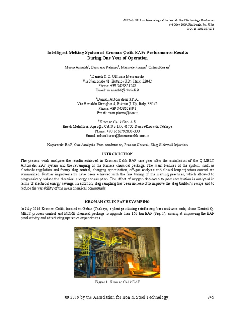 Intelligent Melting System at Kroman Çelik EAF: Performance Results ...
