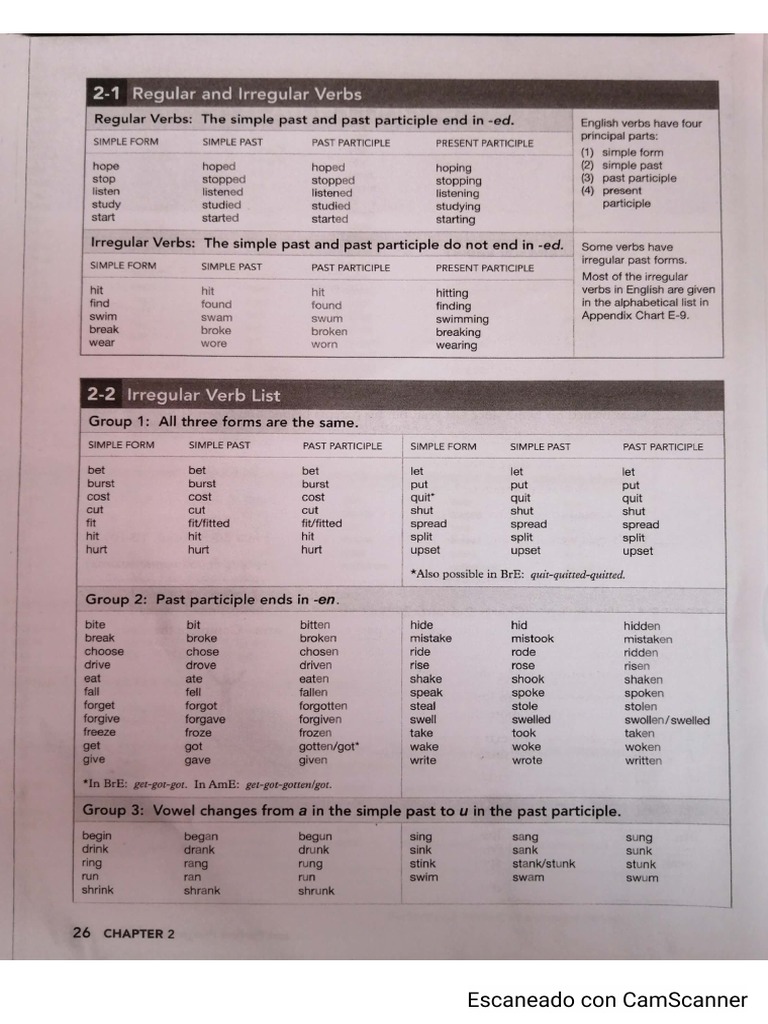 Regular and Irregular Verbs PDF | PDF