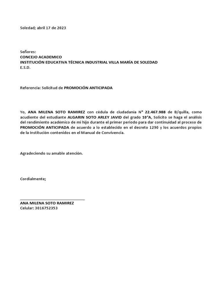 Solicitud de Promocion - 001 PDF | PDF