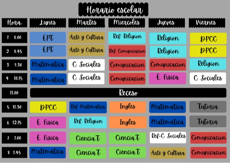 Horario Escolar Semanal | PDF | Science | Observación