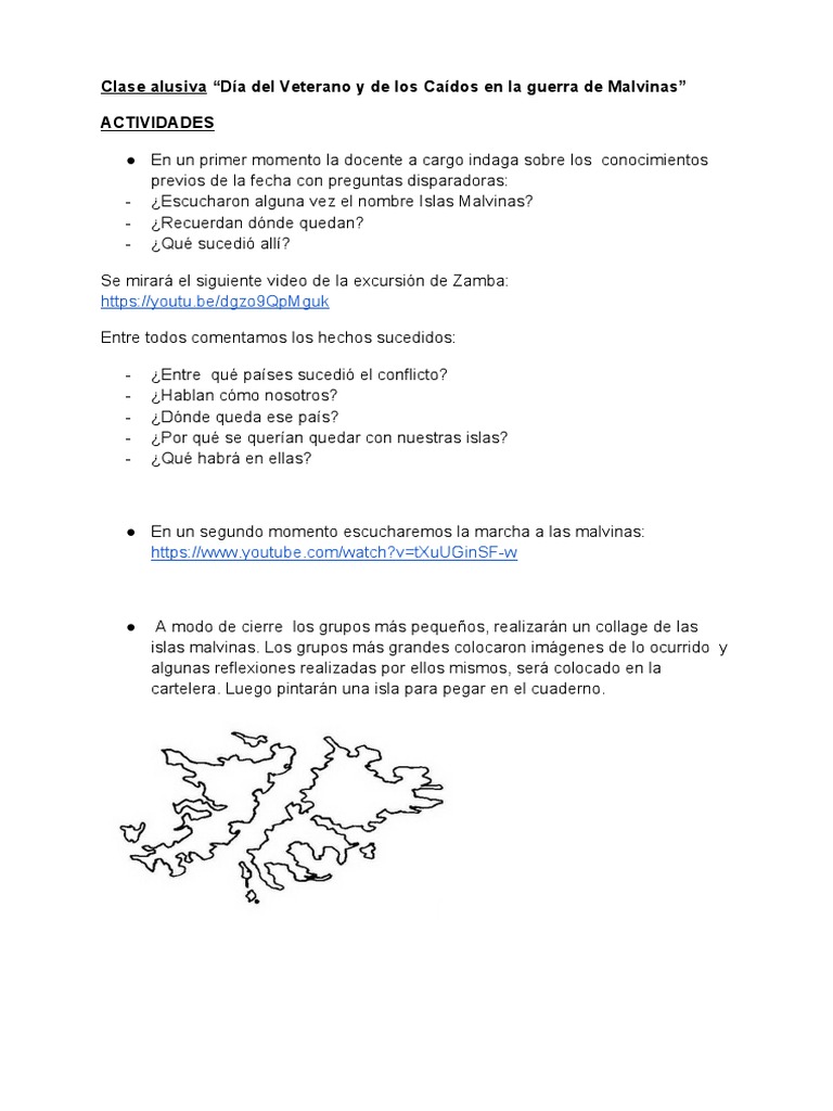 Clase Alusiva "Día Del Veterano y de Los Caídos en La Guerra de ...