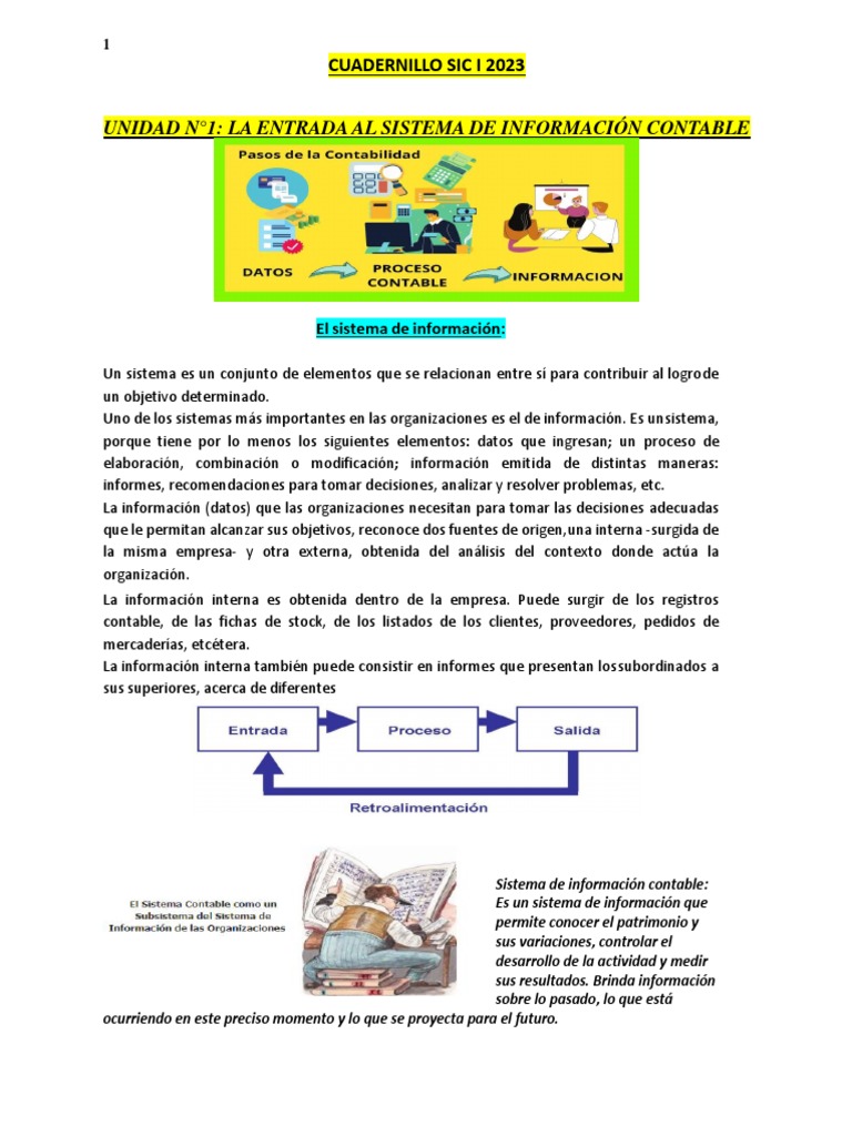 Cuadernillo de Sic 1 2023 | PDF