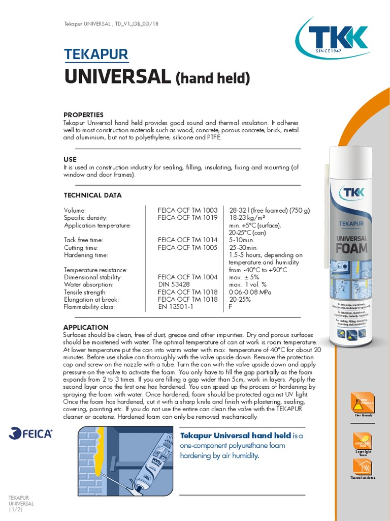 TEKAPUR UNIVERSAL Hand Held GB | PDF | Concrete | Foam
