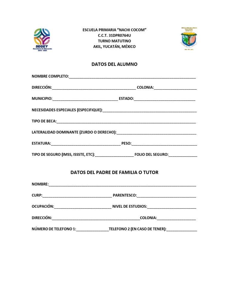 DATOS DEL ALUMNO Y TUTOR | PDF