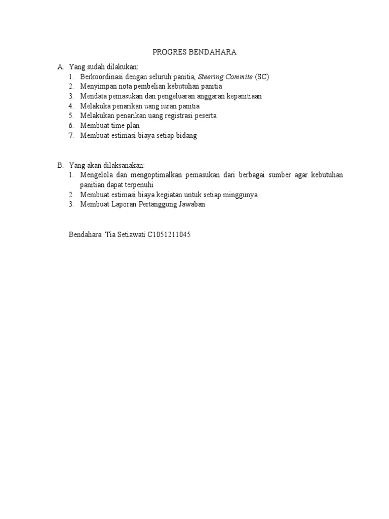 Progres Bendahara | PDF