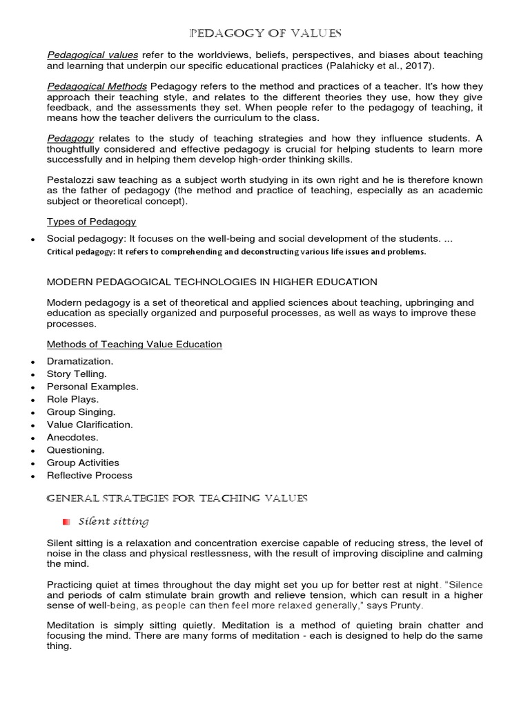 Pedagogical Values GMRC PDF | PDF