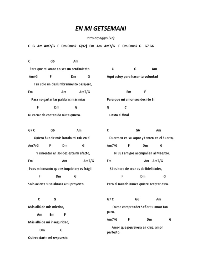 EN MI GETSEMANÍ - Con Notas Puente e Intro | PDF
