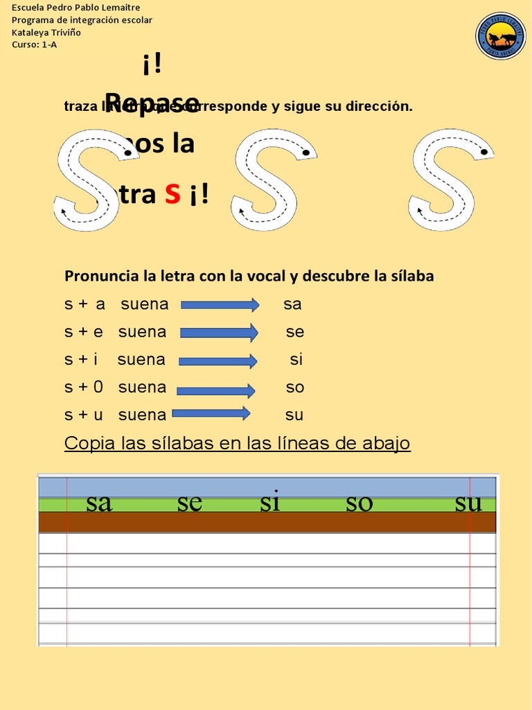 LETRA S Cuarta Entrega de Material para Kataleya | PDF