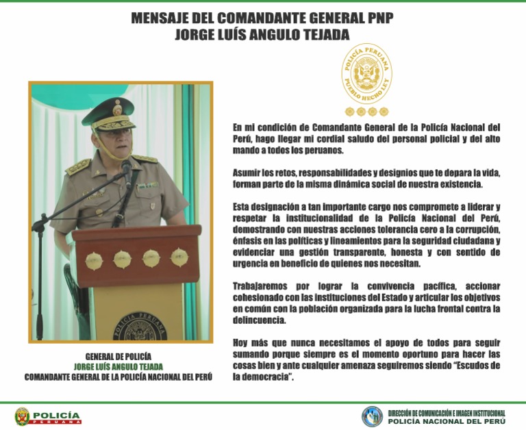 Mensaje GP PNP Angulo Tejada | PDF