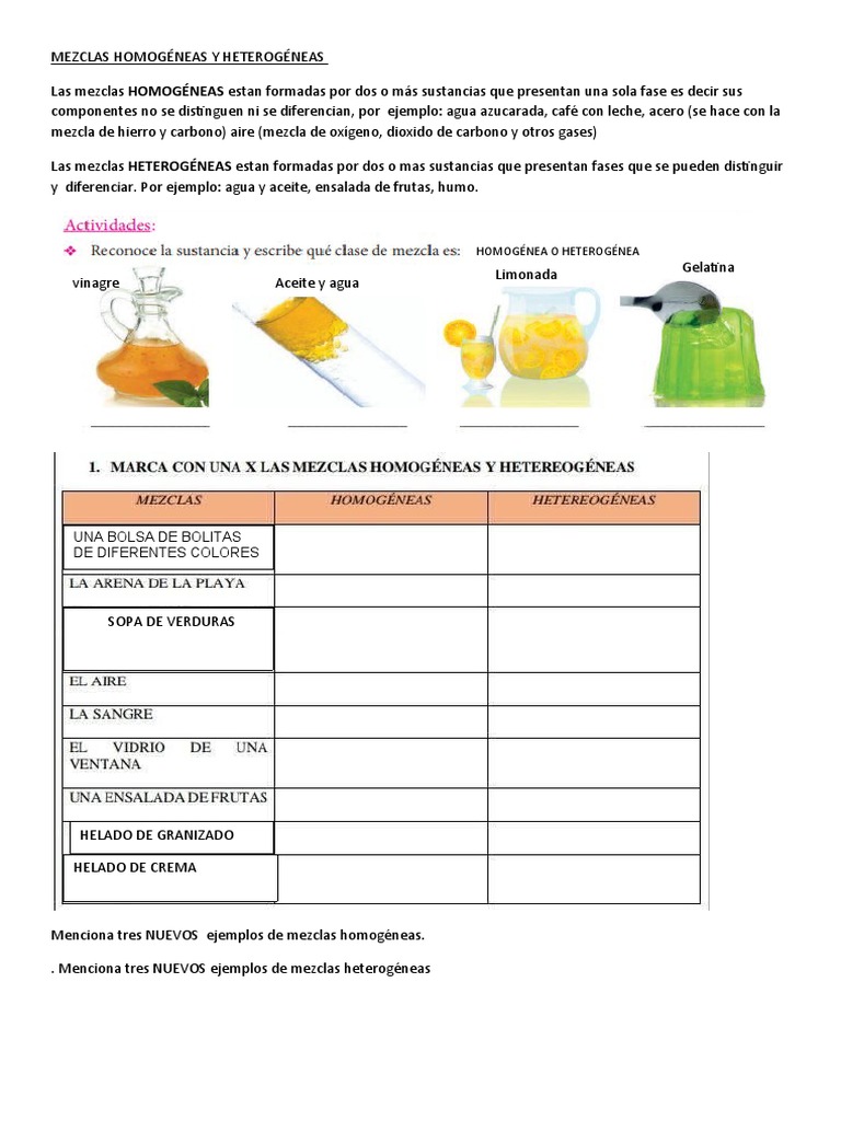 Mezclas Homogéneas y Heterogéneas | PDF