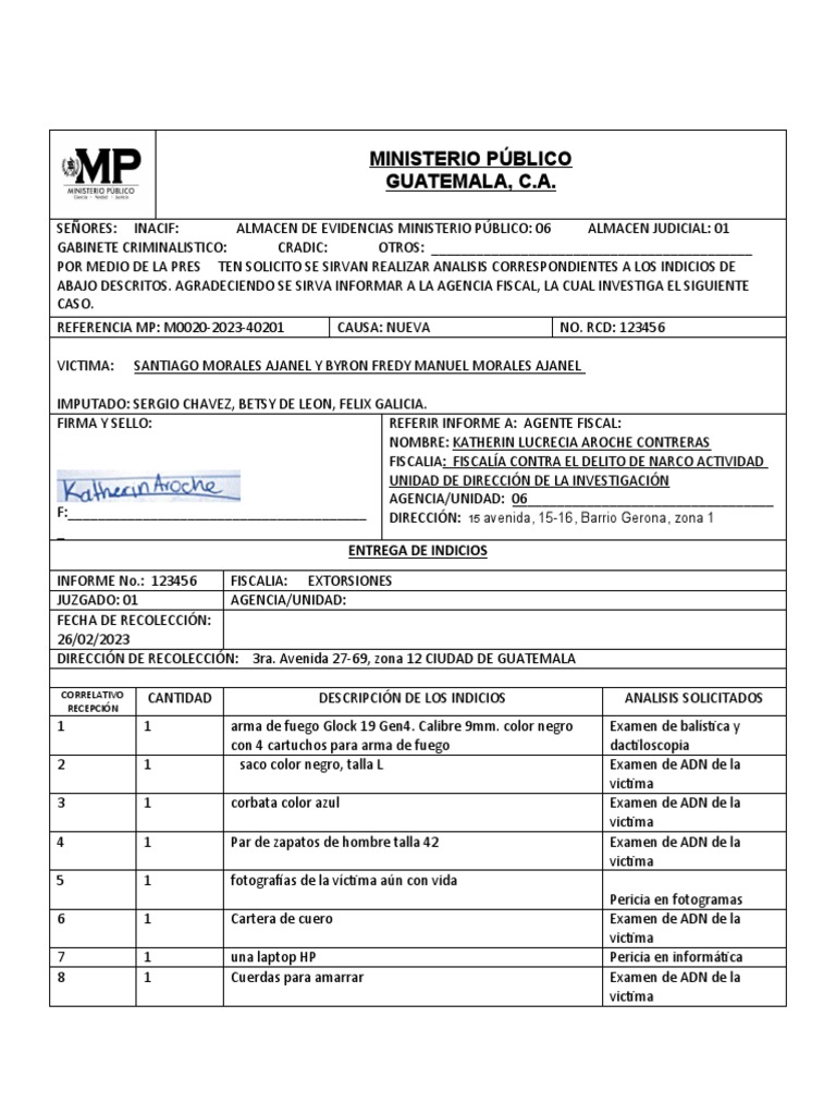 Ministerio Público, Solicitud de Examenes Inacif | PDF