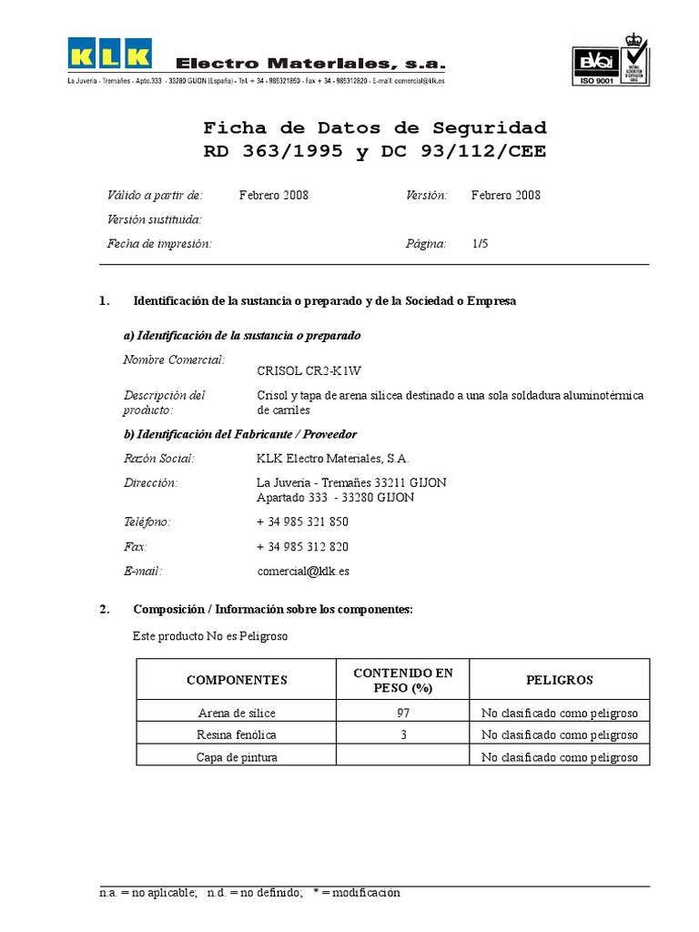 Seguridad en el uso del Crisol CR2-K1W | PDF