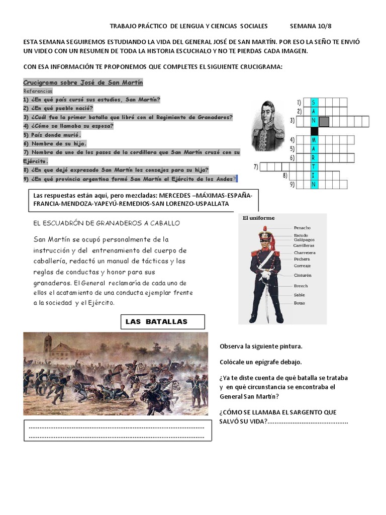 Crucigrama sobre José de San Martín | PDF | Historia