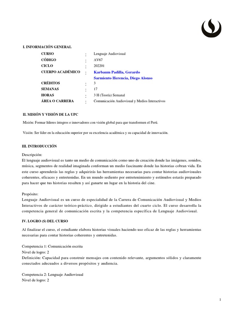 AV67 Lenguaje Audiovisual 202201 PDF | PDF