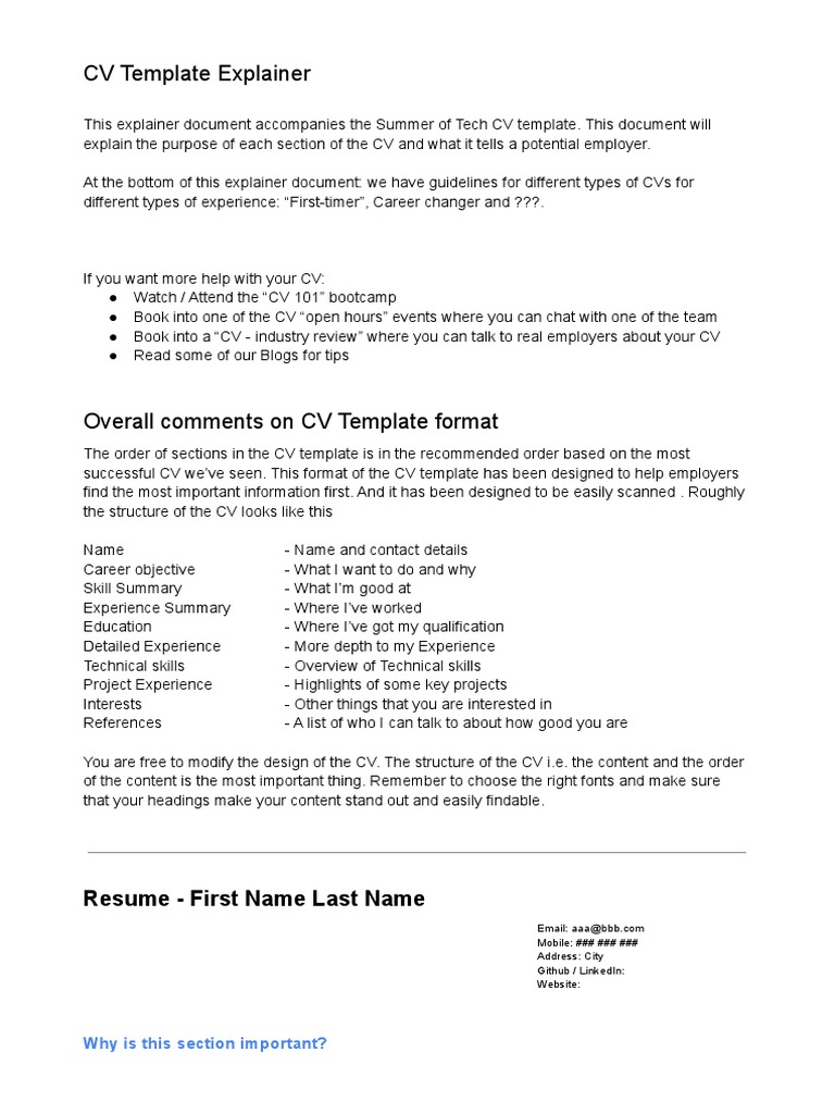 CV Template and Structure Guide | PDF | Career & Growth | Business