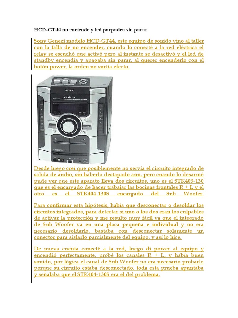 HCD-GT44 Stand by Parpadeando | PDF | Transistor | Resistor