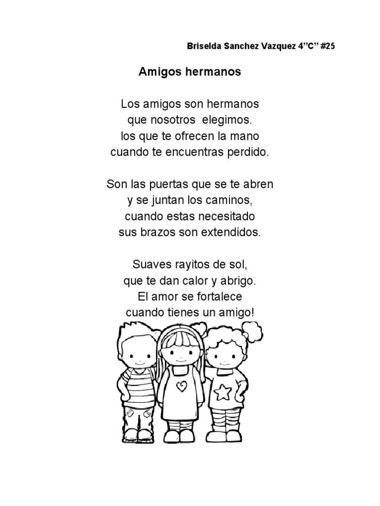 Poemas Cortos Sobre Hermanos Poemas Cortos De 2 Estrofas Para Jugar Y