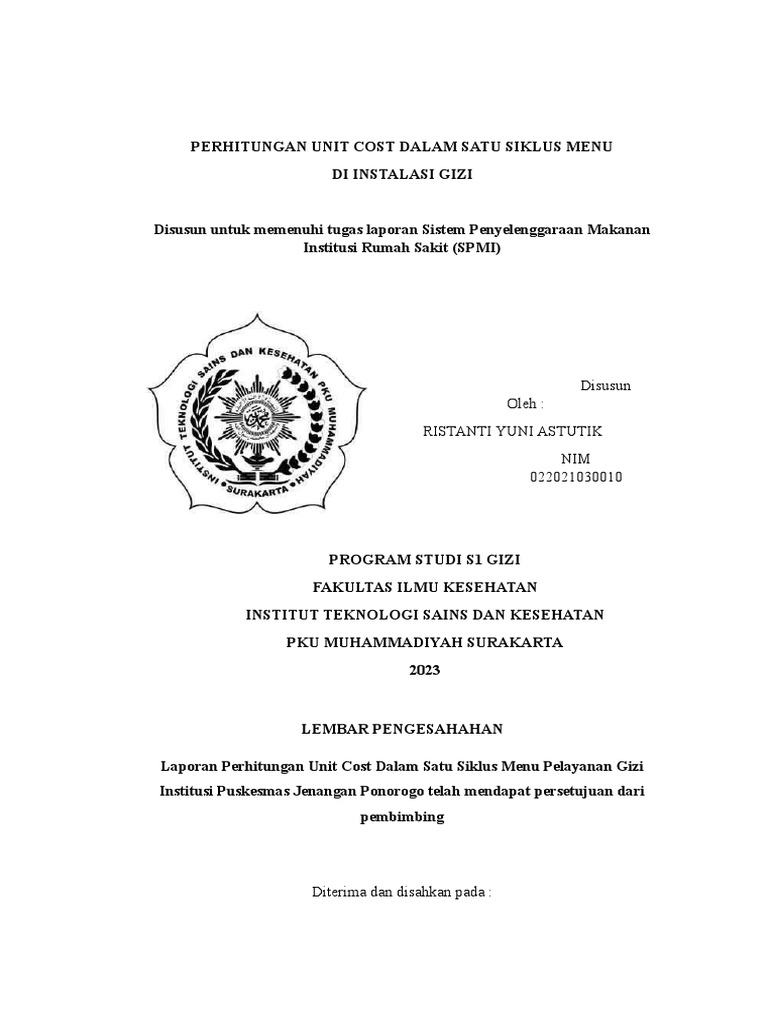 Ristanti - Laporan Unit Cost | PDF