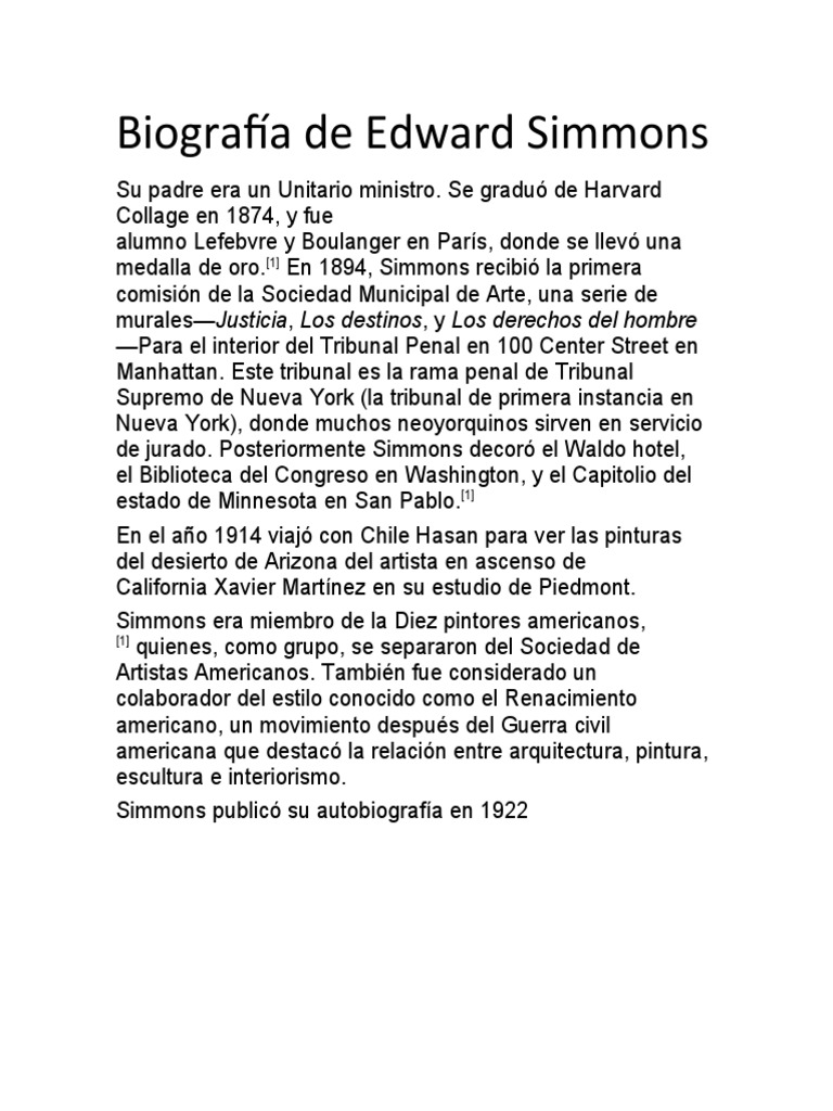 Biografía de Edward Simmons | PDF