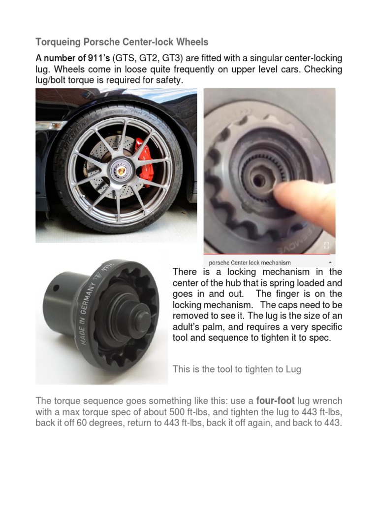 Porsche Centerlock Wheel Torqueing PDF | PDF | Technology & Engineering