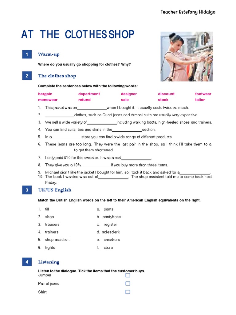 At The Clothes Shop | PDF | Language Arts & Discipline | Self-Improvement