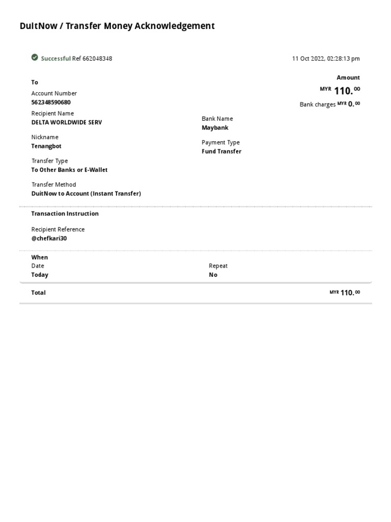 Money Transfer Confirmation | PDF
