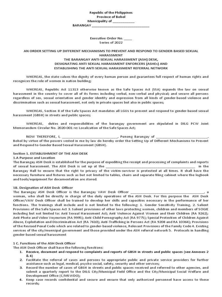 Sample Brgy Eo GBSH Mechanims 1 | PDF | Social Science