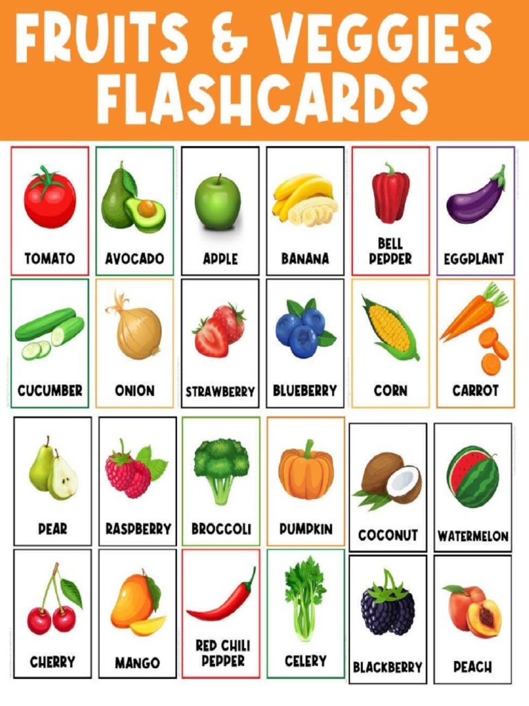 FRUITS AND VEGETABLES FLASHCARDS | PDF
