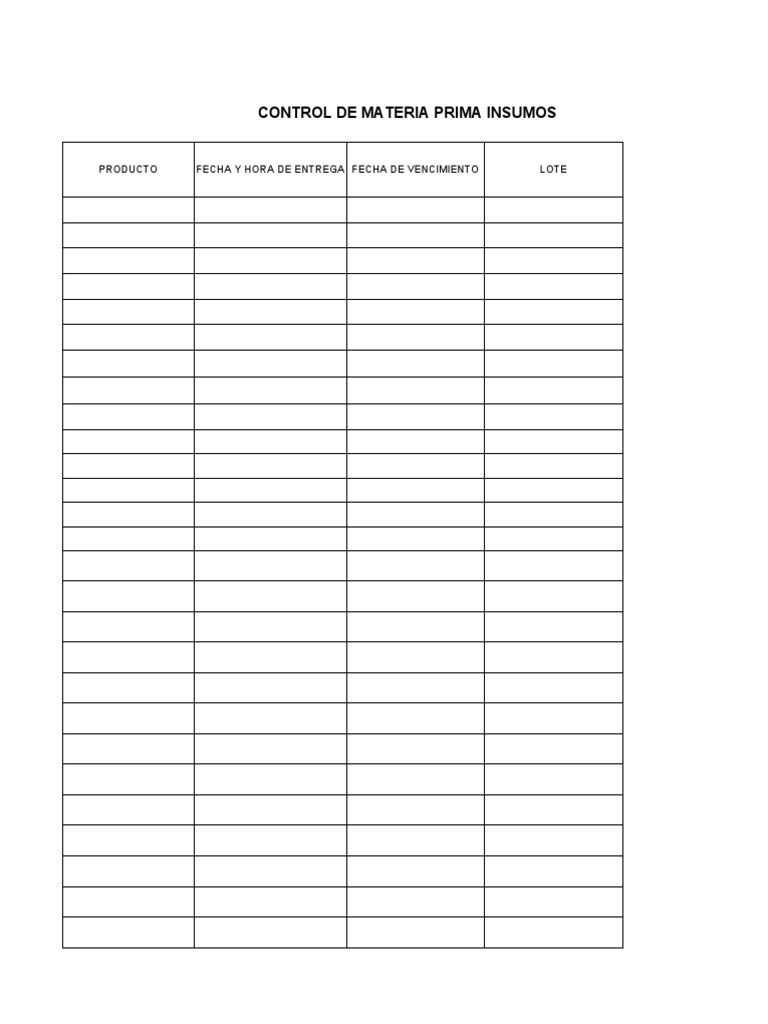 Formato Control de Insumos | PDF