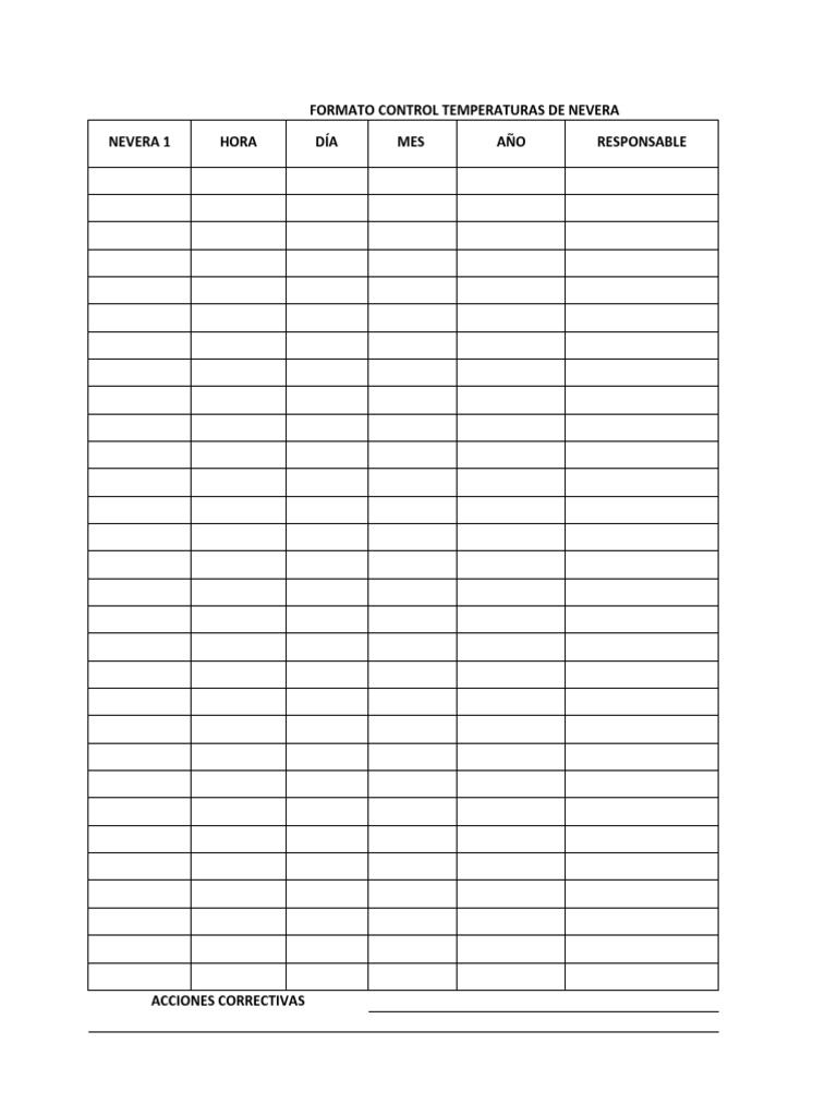 Formato Control Temperatura Nevera | PDF