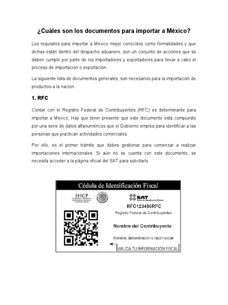 Documentos para Importar A México | PDF