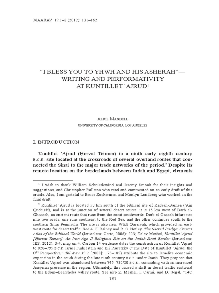 Mandell, Alice - I Bless You To YHWH and His Asherah PDF | PDF