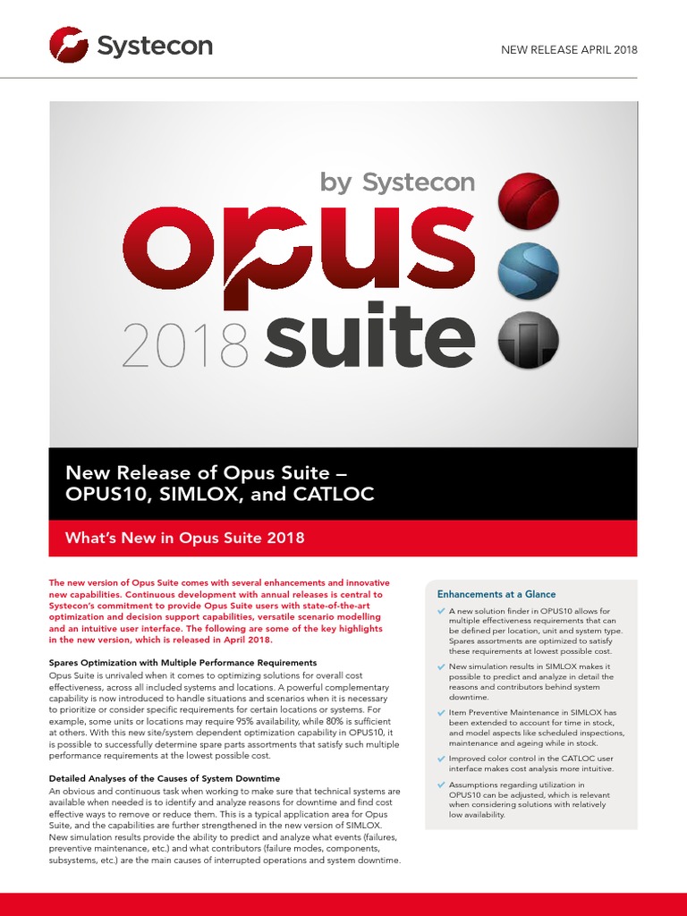 Opus Suite Release 2018 Pdf Simulation System