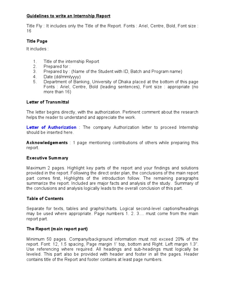 Guidelines To Write An Internship Report | PDF | Citation | Survey ...